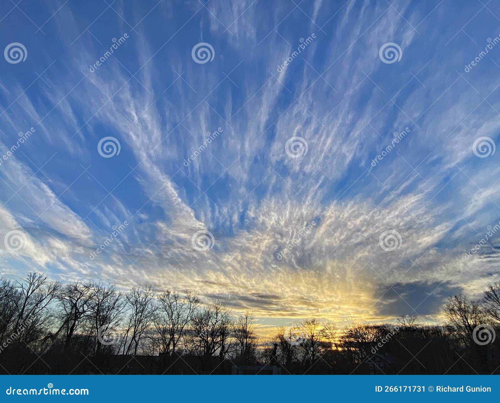 Streaming Clouds at Sunset in Winter Stock Image - Image of nature ...