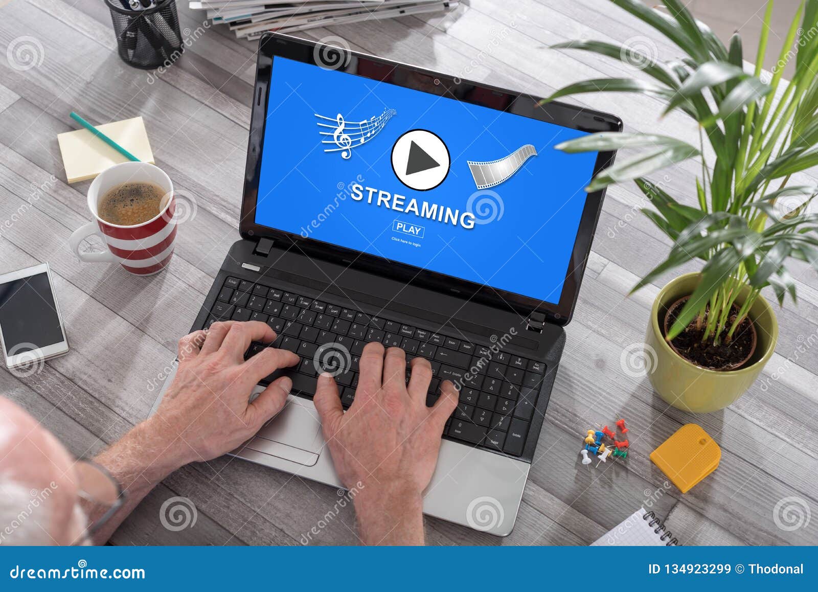 Streaming Concept on a Laptop Stock Image - Image of application ...