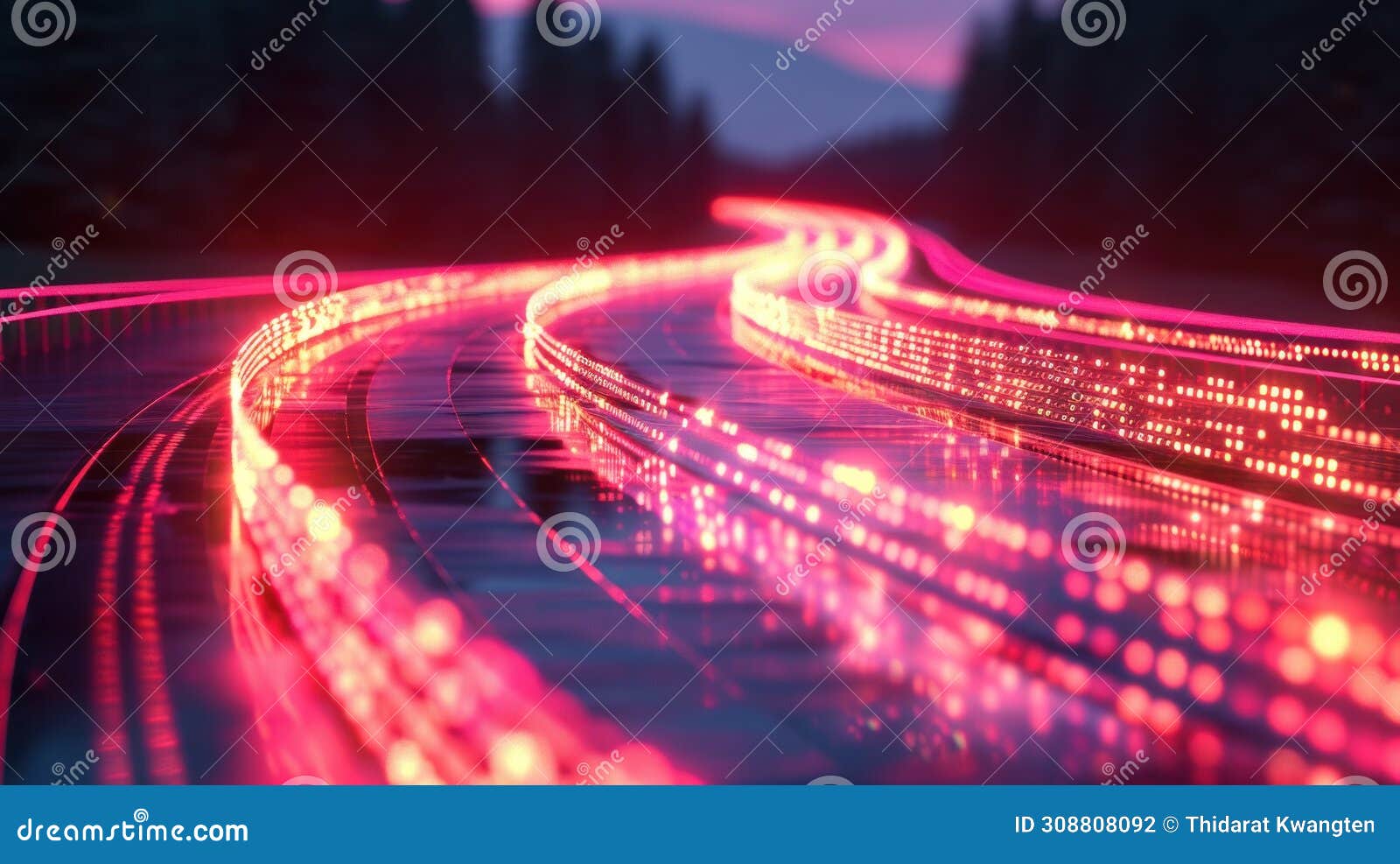 Streaming Data, Binary Data Moving on a Digital Road.Generative AI Stock Illustration ...