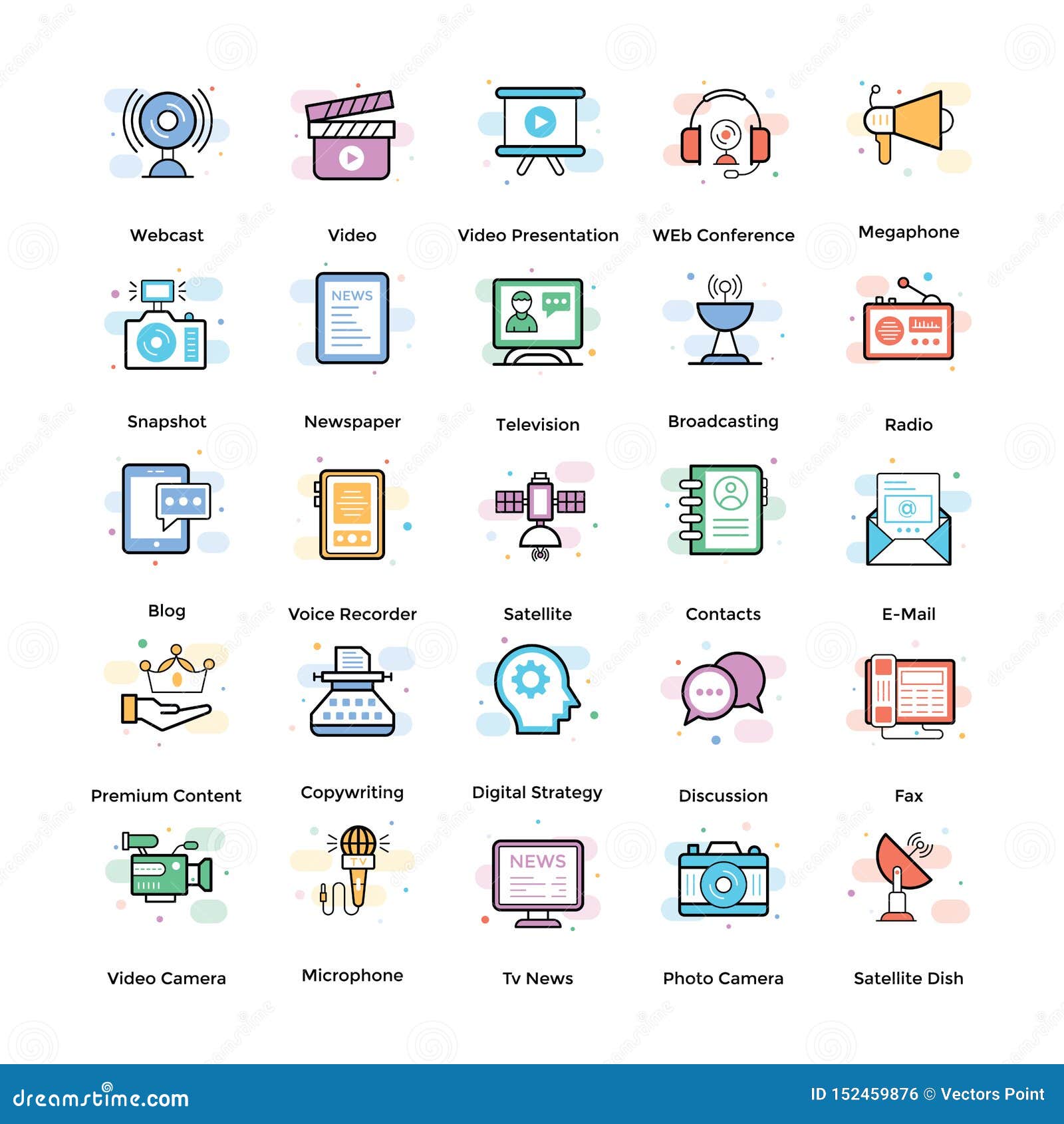 Streaming Flat Icons Pack stock vector. Illustration of discussion ...