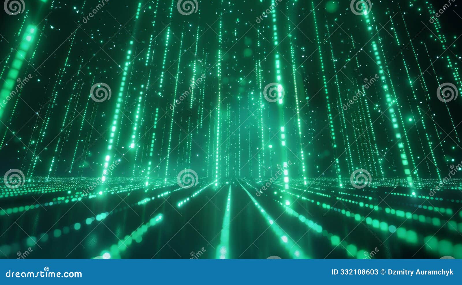 Streaming Glowing Particles in a 3D Render. Abstract Background of ...