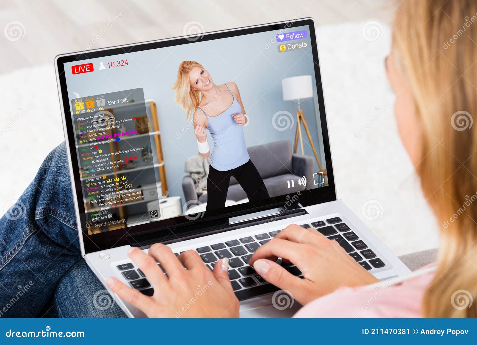 Streaming Live Dancing Video Stock Image - Image of dancing, notebook ...