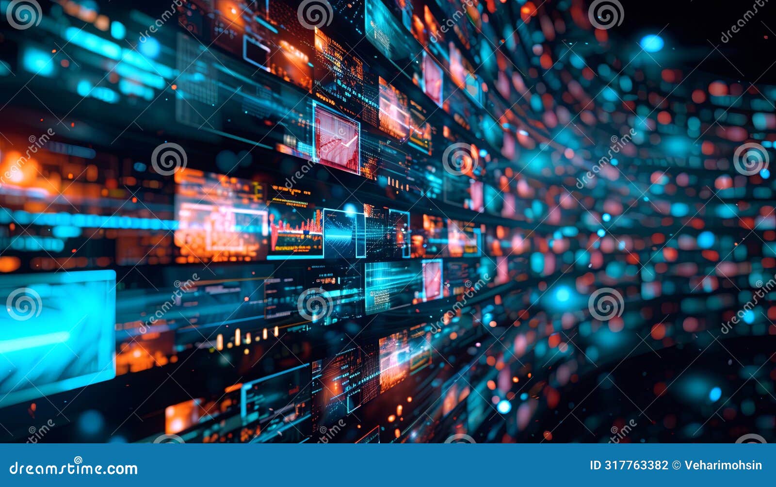 Streaming Media Technology on Black Background Stock Illustration ...