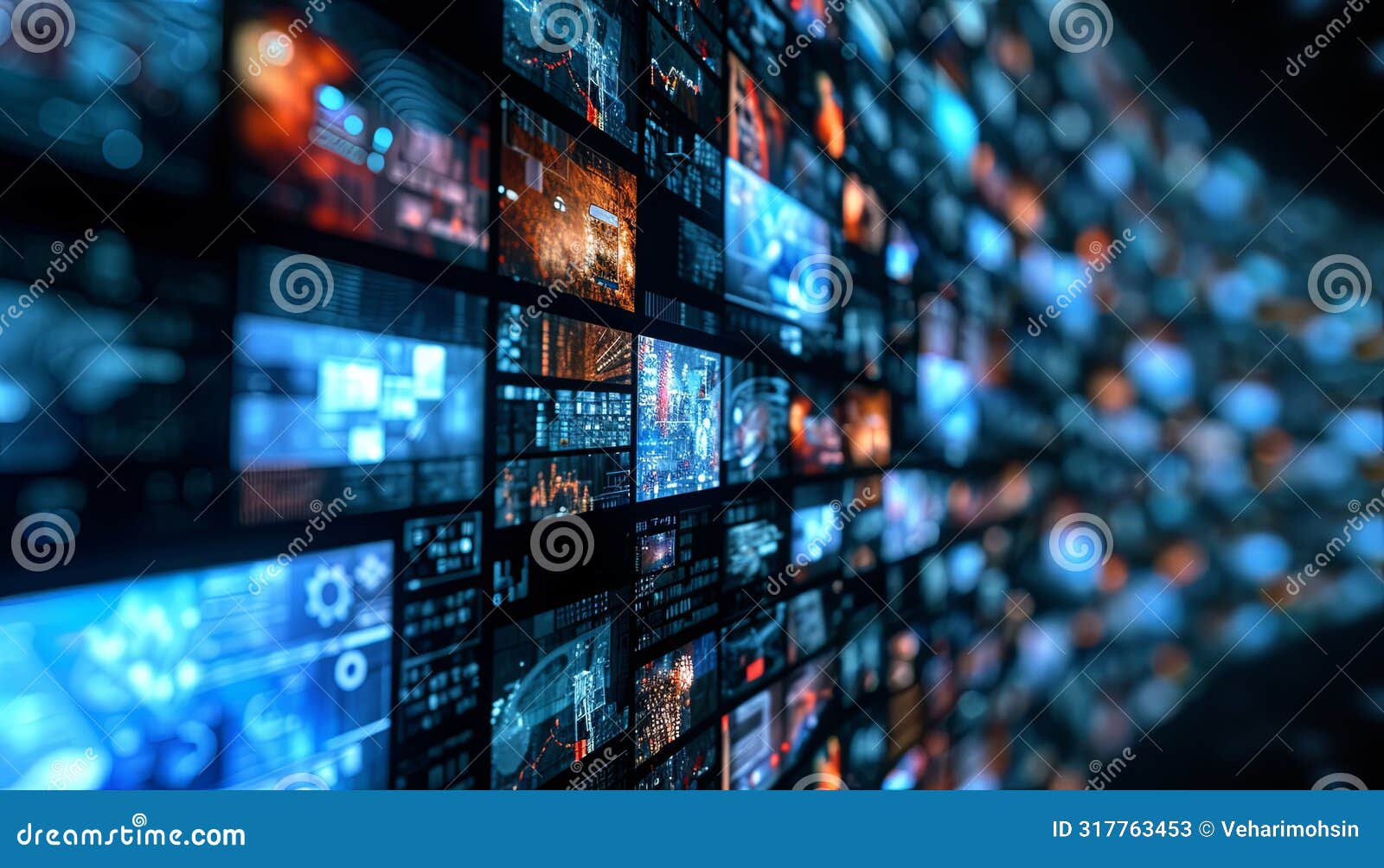Streaming Media Technology on Black Background Stock Illustration ...