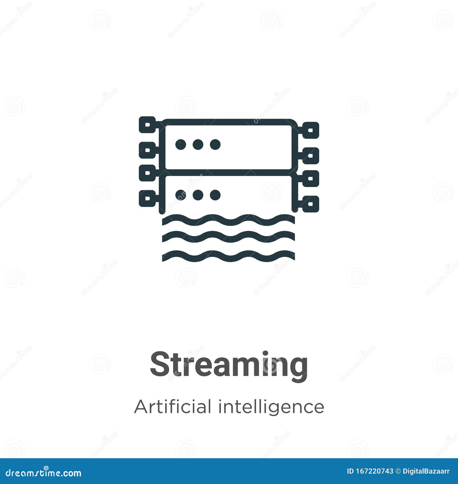 Streaming Outline Vector Icon. Thin Line Black Streaming Icon, Flat ...