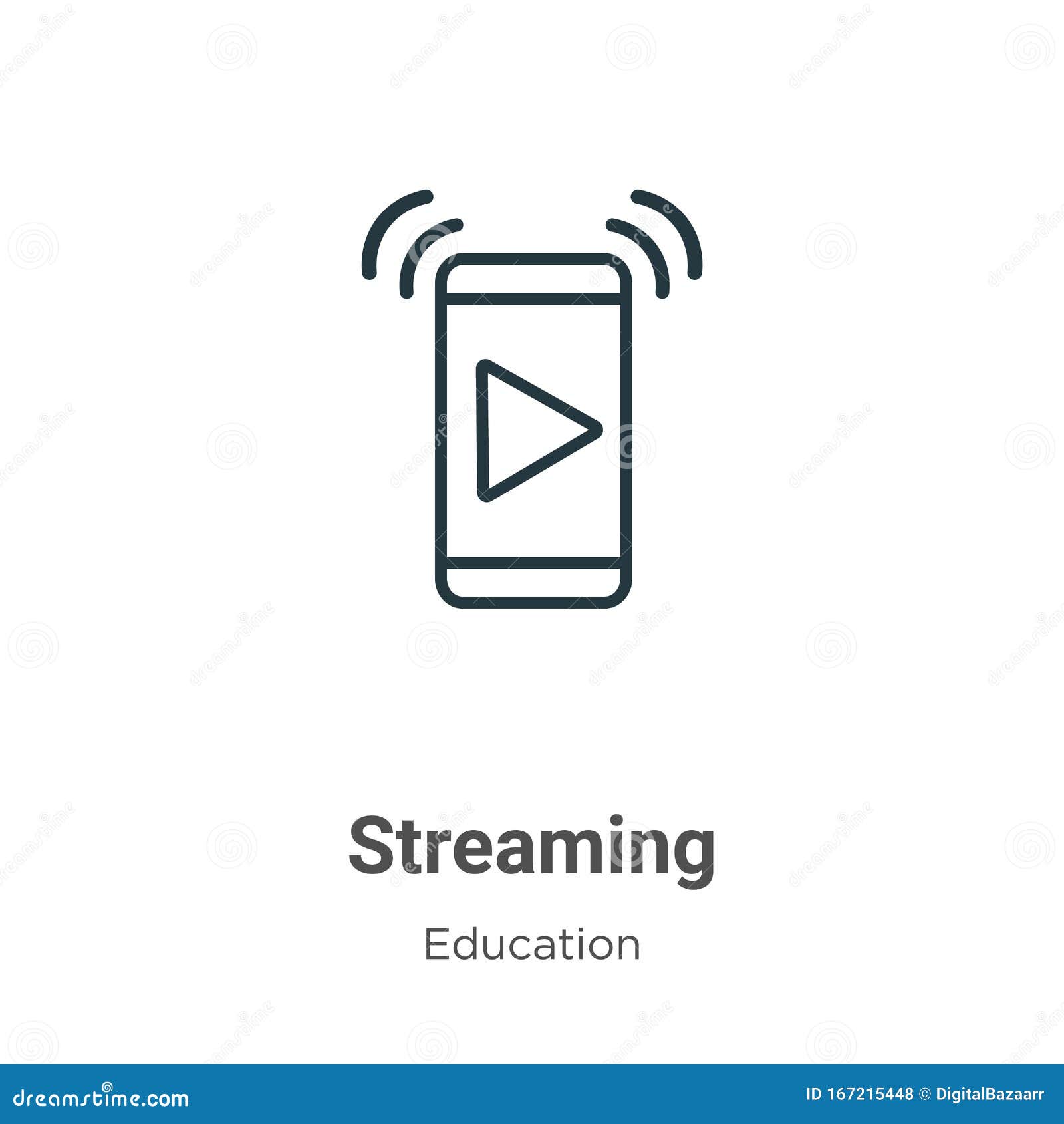 Streaming Outline Vector Icon. Thin Line Black Streaming Icon, Flat ...