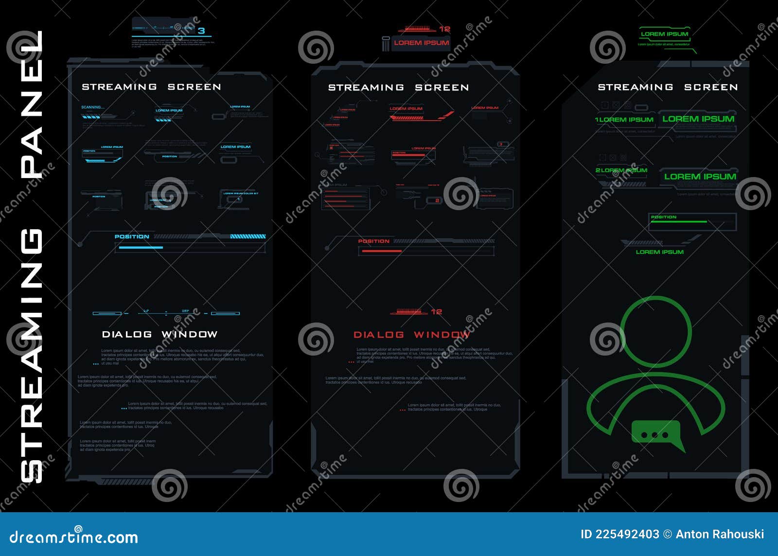 Streaming Panel. Streaming Screen. Set of Modern Dialog HUD Interface ...