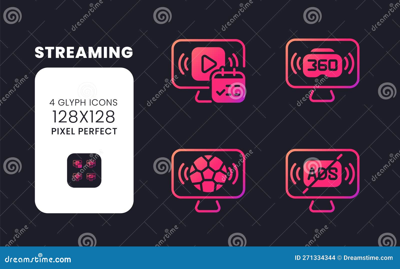Streaming Pink Solid Gradient Desktop Icons Stock Vector - Illustration of online, watch: 271334344