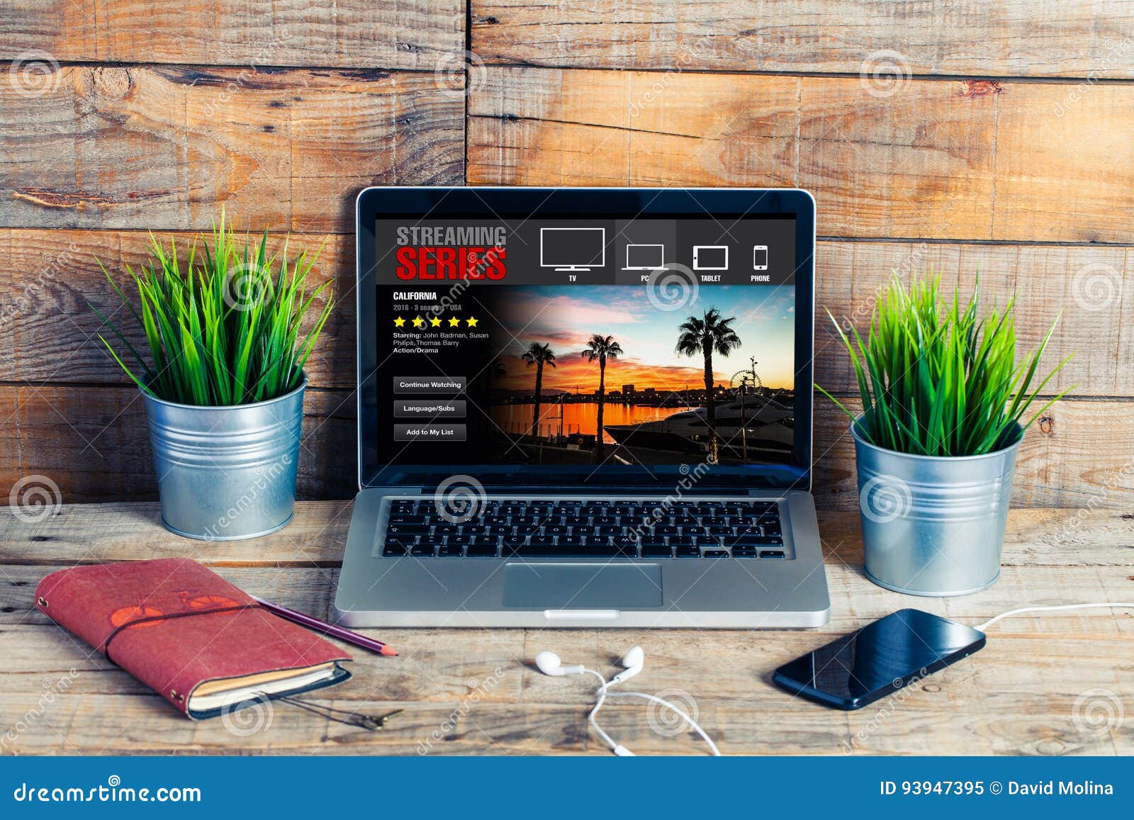 Streaming Series App in a Laptop Computer. Watching Series at Work ...