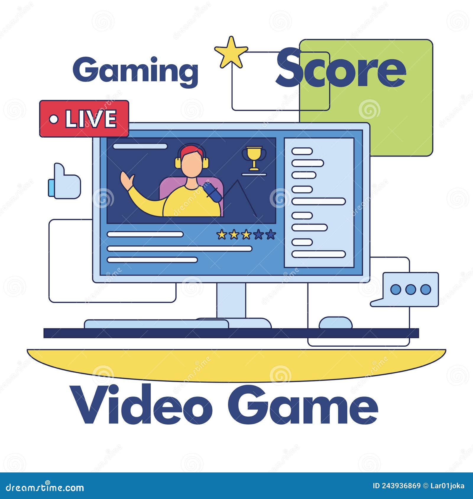 Streaming Service Concept Image Computer Screen Streaming Vector Stock ...