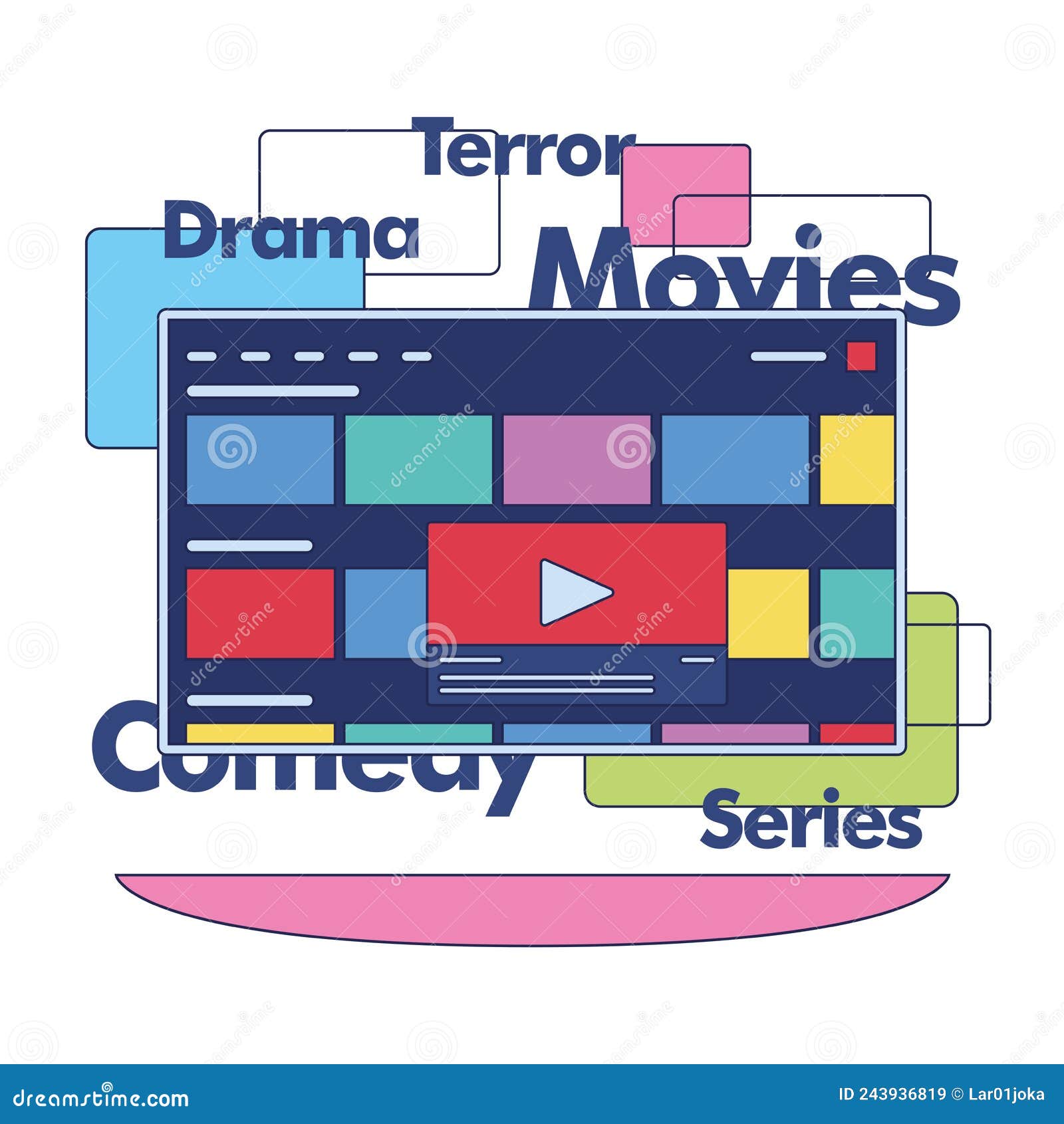 Streaming Service Concept Image Multimedia Screen with Different Titles ...