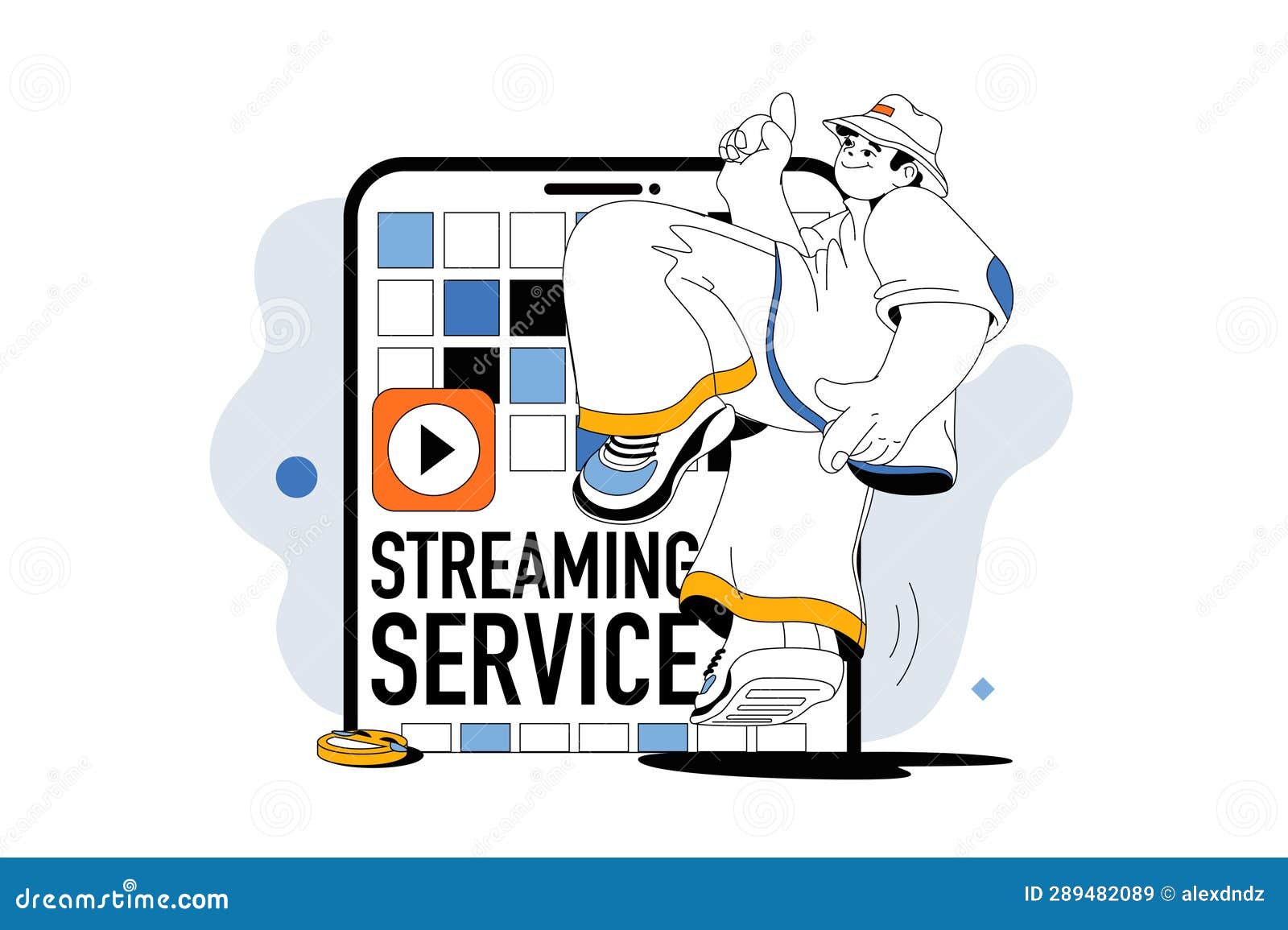 Streaming Service Concept with People Scene in Flat Line Design for Web ...