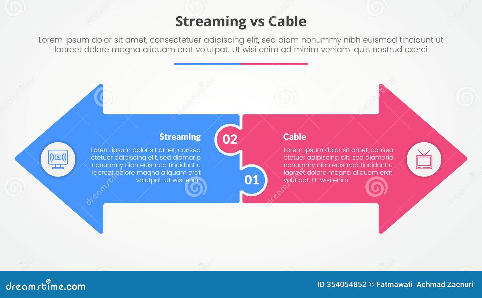 Streaming Services Vs Cable Comparison Opposite Infographic Concept for ...