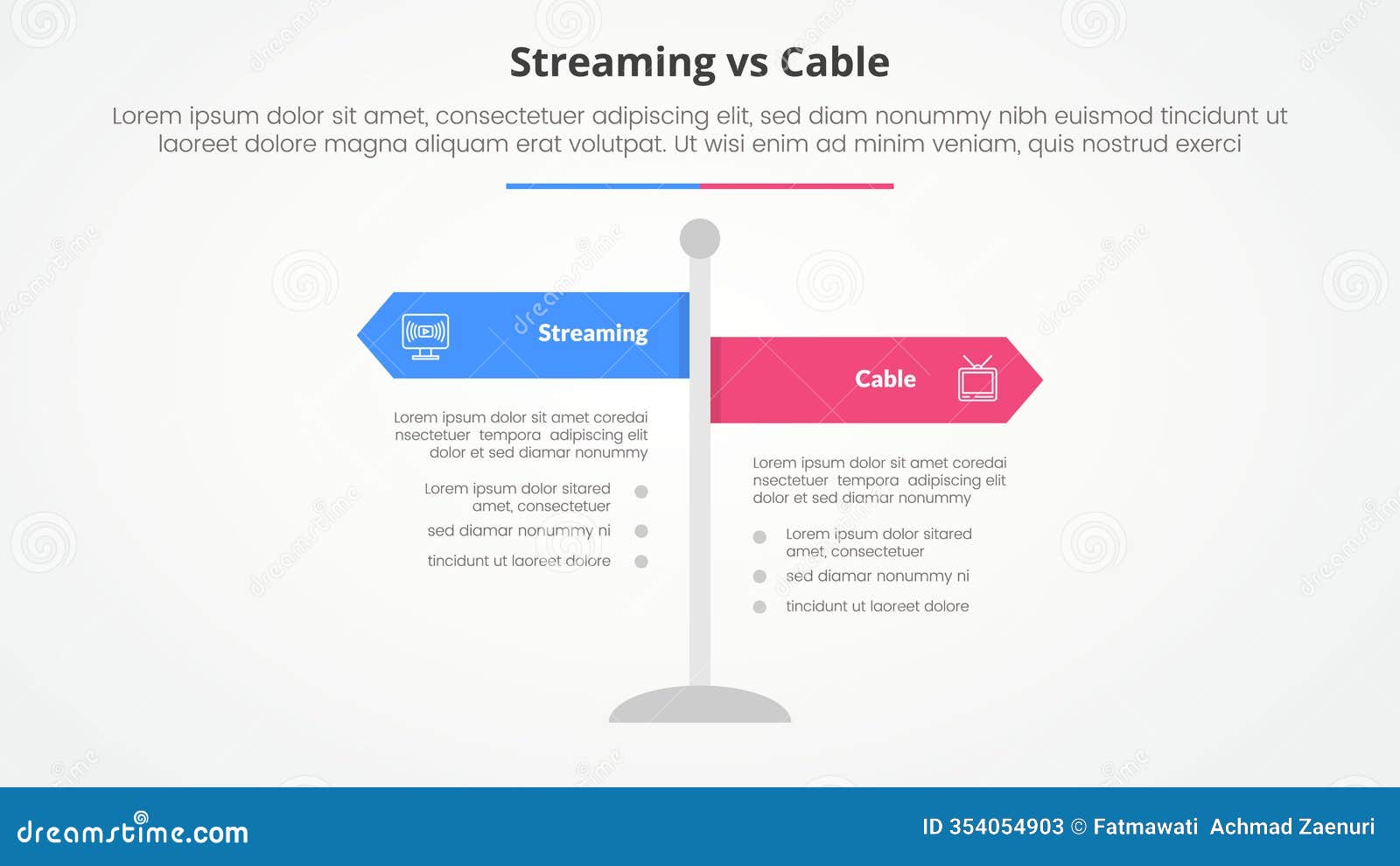 Streaming Services Vs Cable Comparison Opposite Infographic Concept for ...
