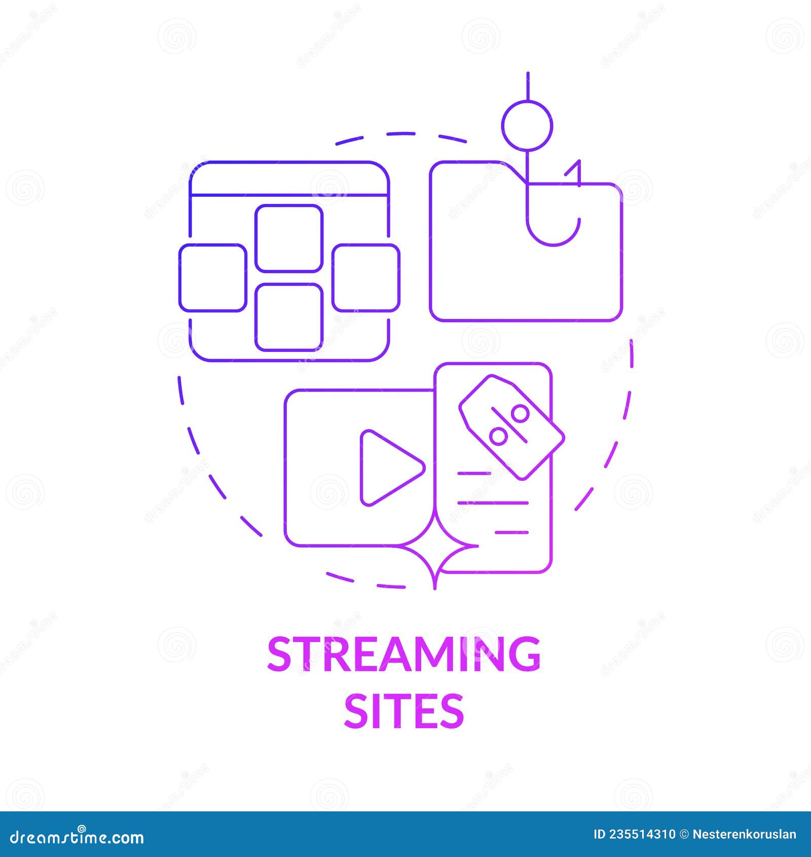 Streaming Sites Purple Gradient Concept Icon Stock Vector ...