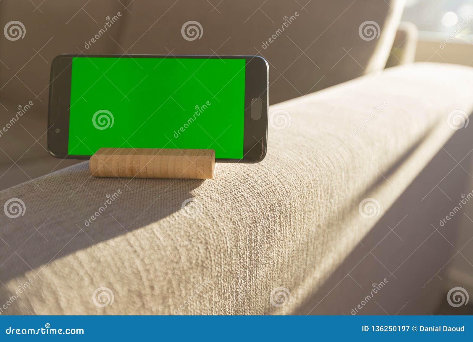 Streaming on Smartphone Green Screen and Relaxing on Beautiful Day with ...