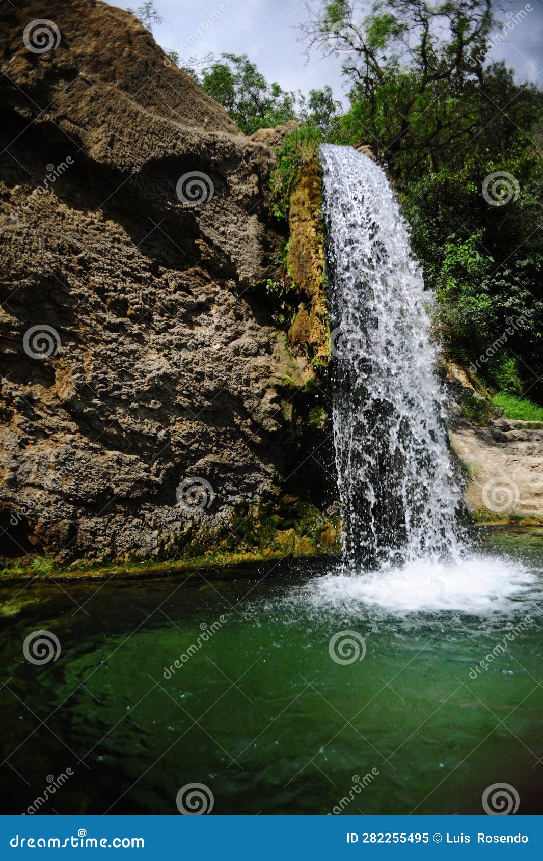 Waterfall in National Park. Small Waterfall Deep Forest Brook Has Green ...
