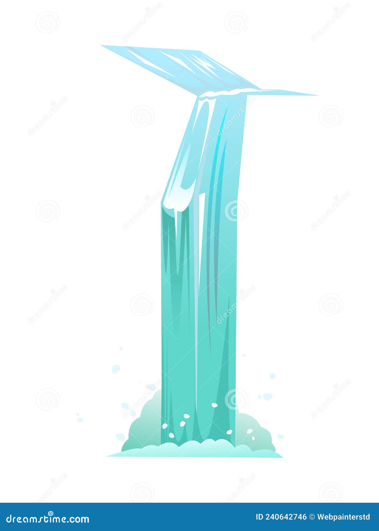 Streaming Waterfall Water. Long Cascade Flow Downward. Fast Stream with ...