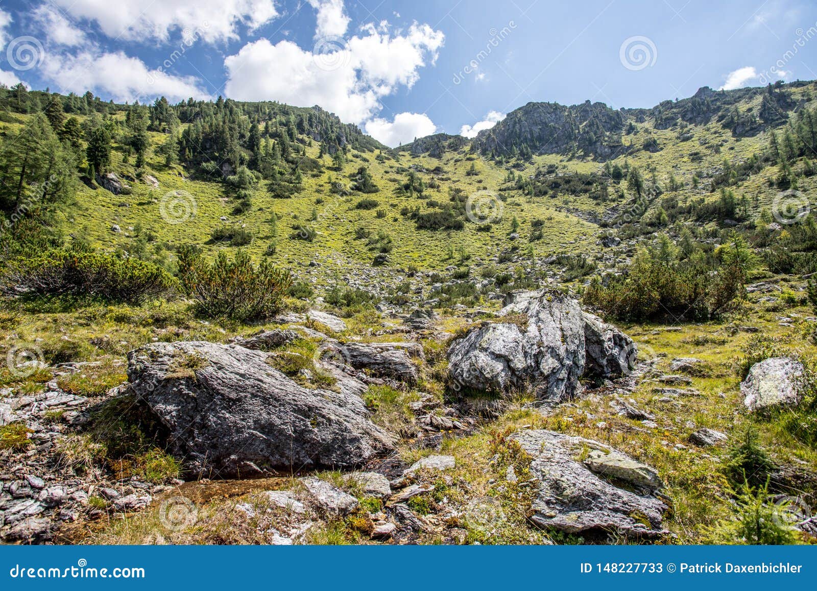 Streamlet in Idyllic Mountain Landscape Stock Image - Image of water ...