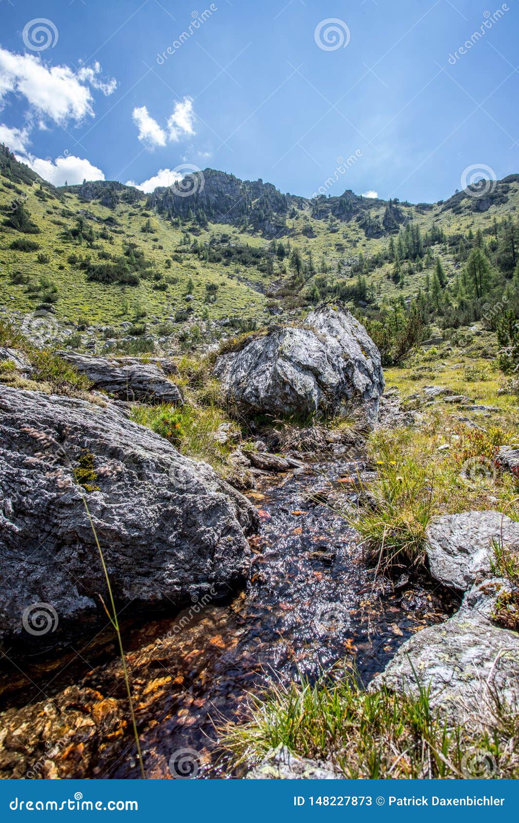 Streamlet in Idyllic Mountain Landscape Stock Image - Image of park ...