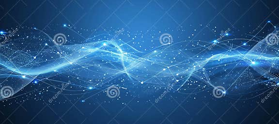 Streamline Connection Illustration of Data Network Linking Particles in ...