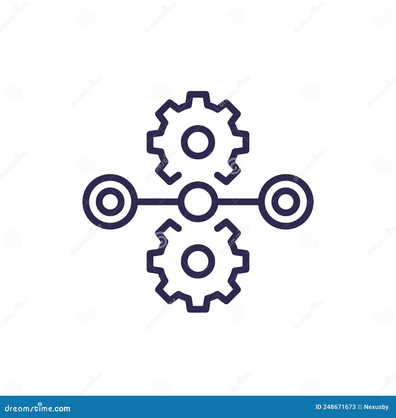 Streamline Process Line Icon with Gears, Vector Stock Vector ...