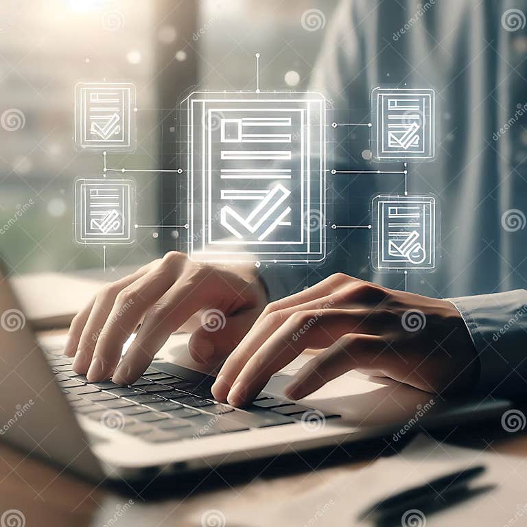 Streamline Tasks with Documents Featuring Checkbox Lists Stock Illustration - Illustration of ...