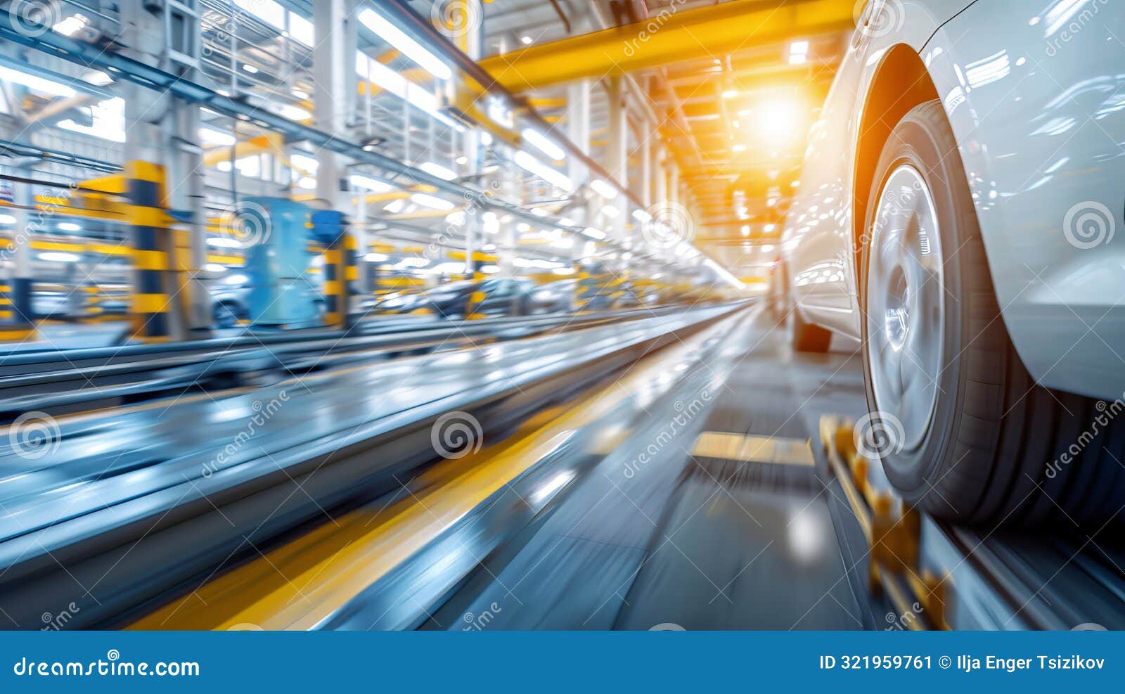 Optimized Assembly Line For Cars In A Bustling Factory, Enhancing ...