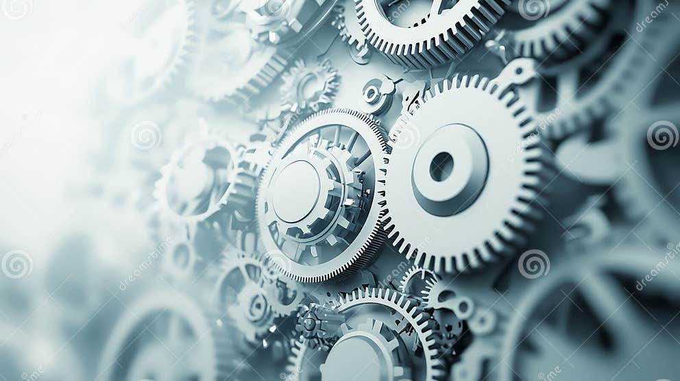 A Streamlined Background of Abstract Gears and Cogwheels in Grey and ...