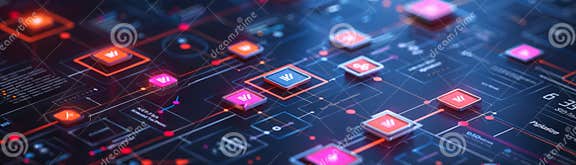 Streamlined Business Process Flowchart with Tech Elements Like Servers ...