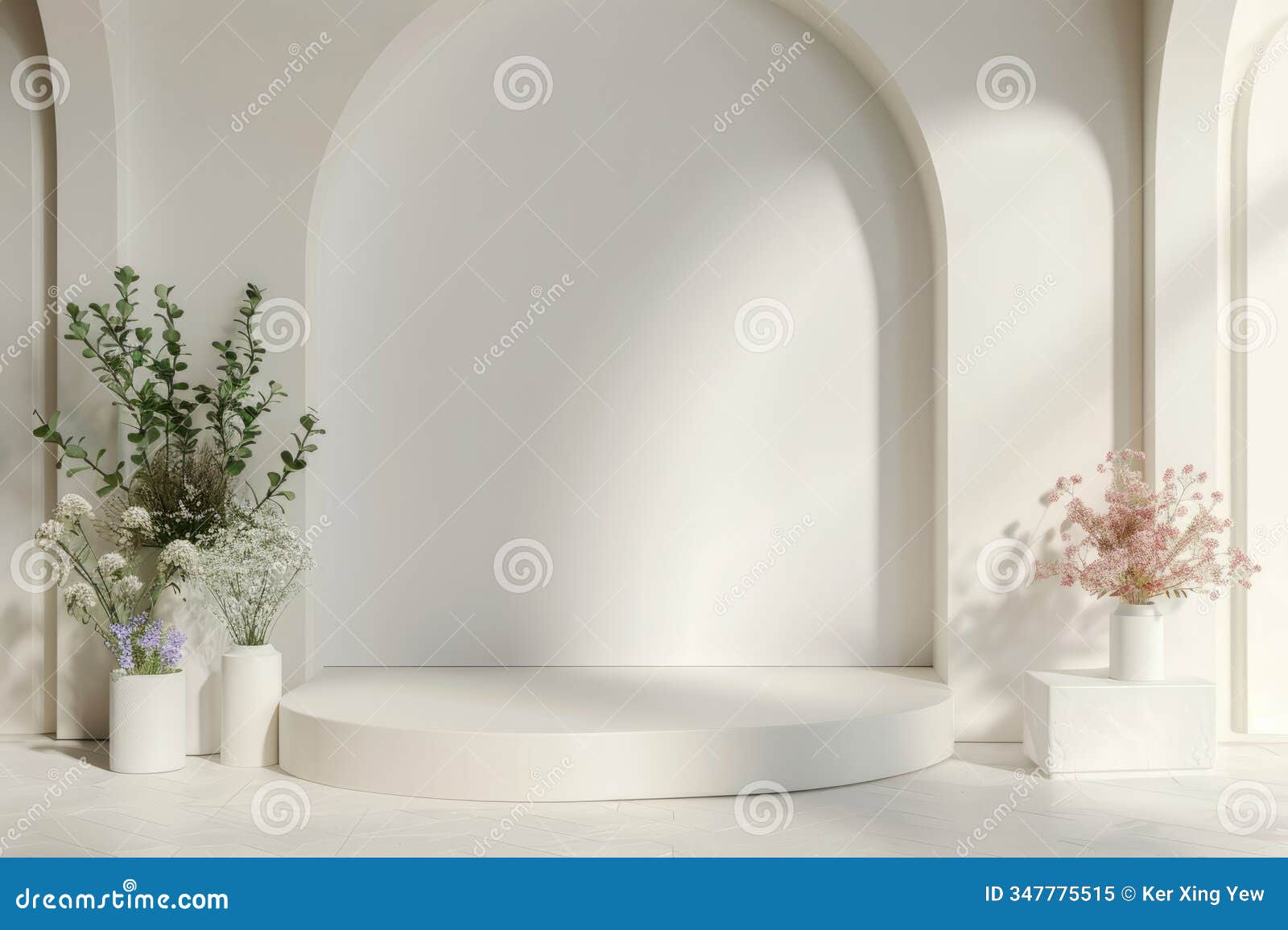 Streamlined Display Stage Layout Against a Neutral Background Stock ...