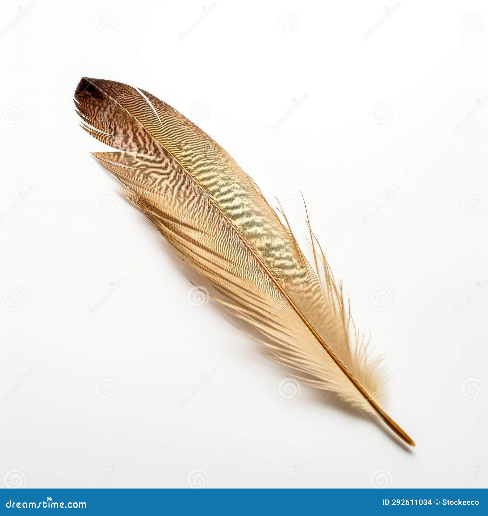 Streamlined Forms: a Tan Feather on White Background Stock Illustration ...