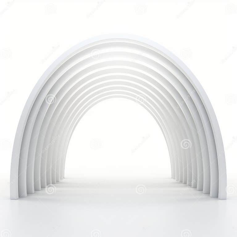 Streamlined Forms: White Circular Arch with Lights 3d Rendering Stock ...