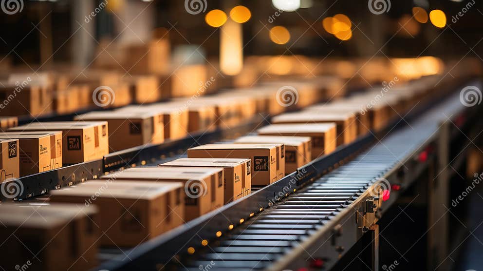 Streamlined Fulfillment: Cardboard Boxes on the Move Stock Image ...