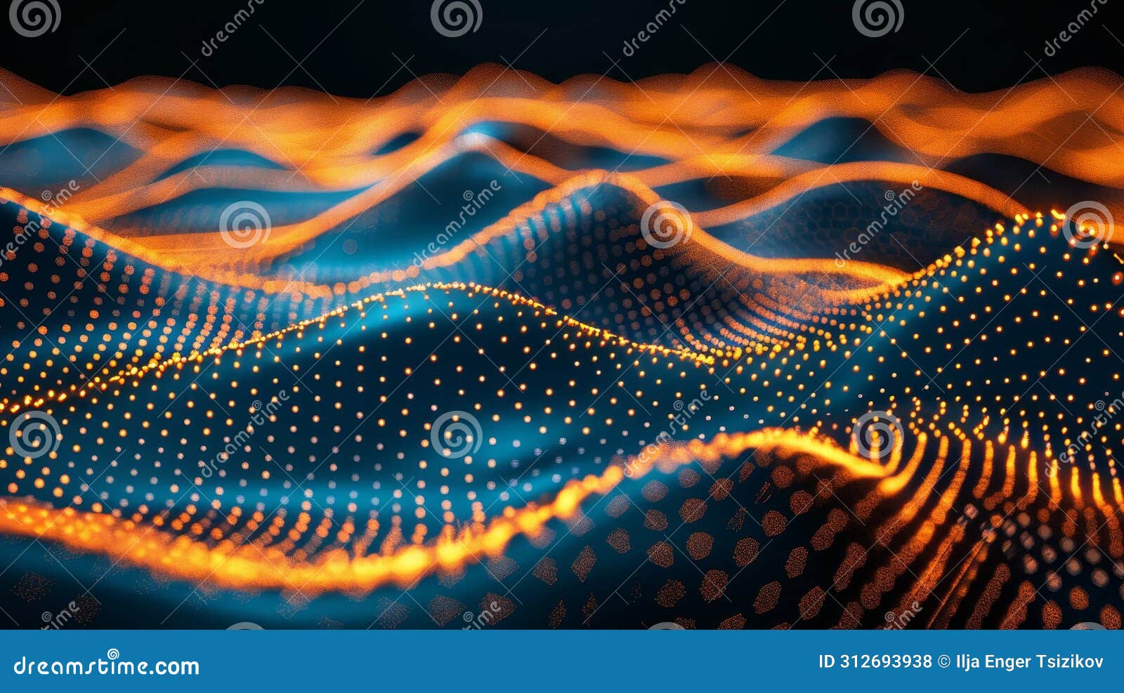 Streamlined Network Connection Wave of Particles Symbolizing ...