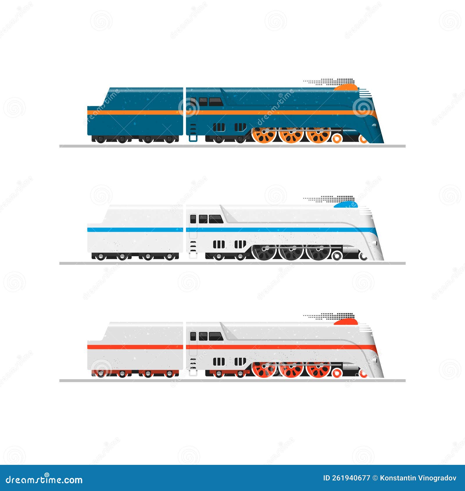 Streamlined Steam Locomotive Train Drive Through A Deserted Valley In ...