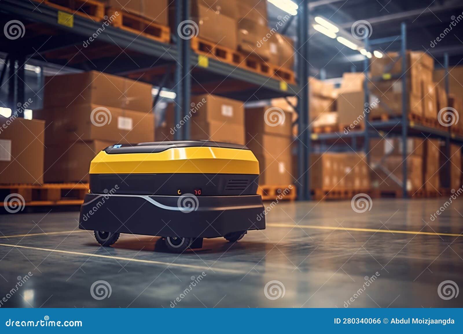 Streamlined Warehouse Operations, AGV Automated Guided Vehicle At Work ...