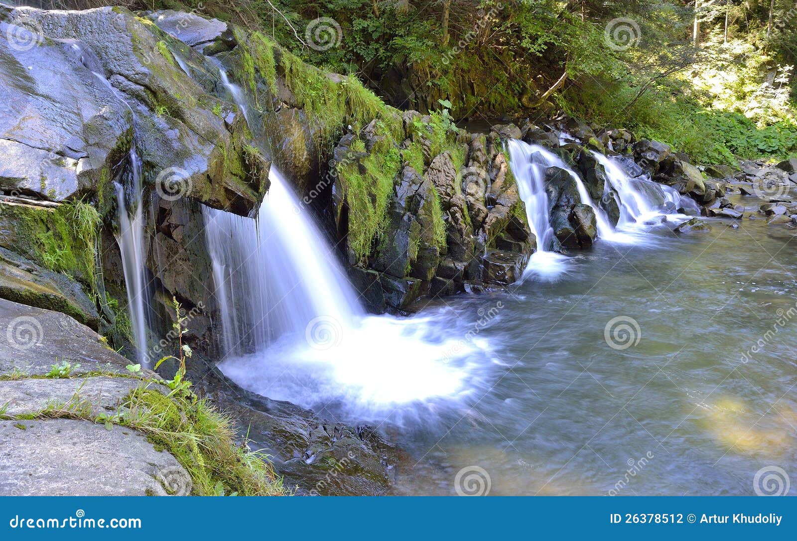 Streams fall from rock stock photo. Image of fast, trees - 26378512