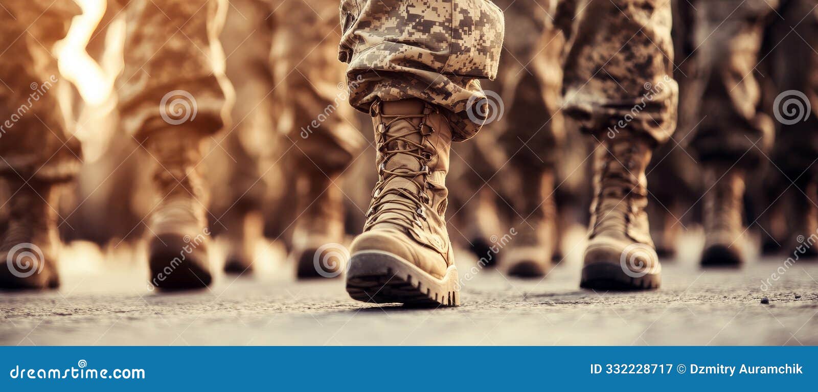 Streams of Marching Soldiers in Uniform, Their Polished Boots in ...
