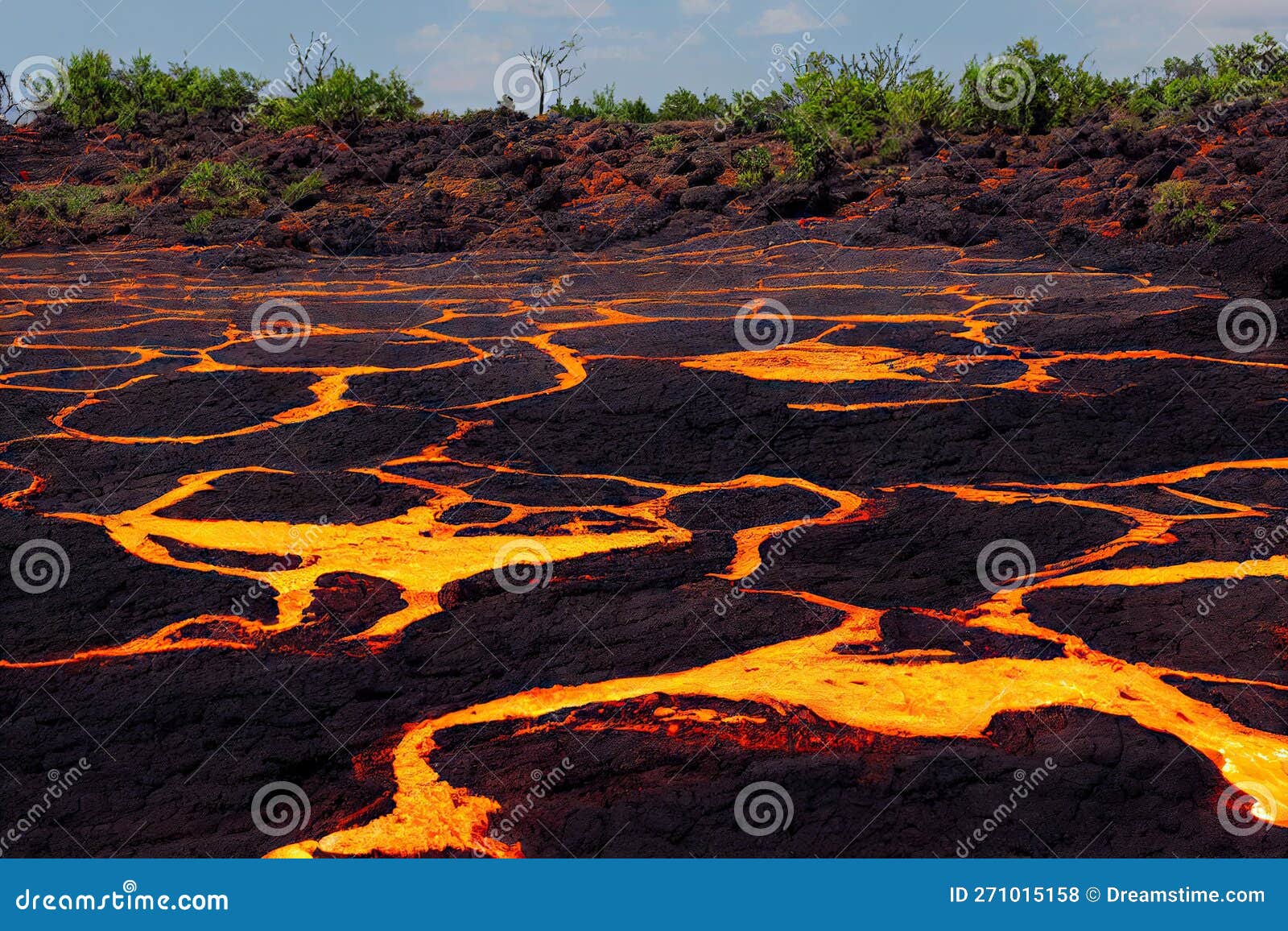Streams of Molten Magma Orange Yellow Lava Texture Stock Photo - Image ...