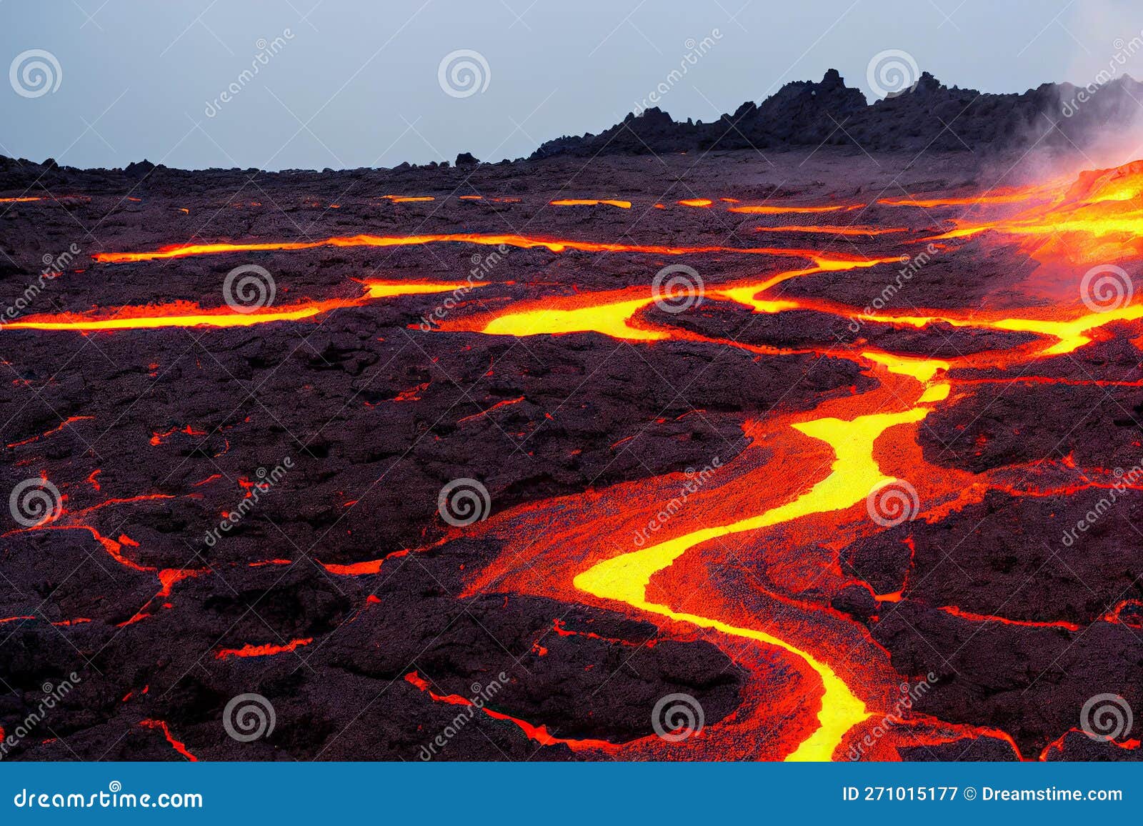 Streams of Molten Magma Orange Yellow Lava Texture Stock Image - Image ...