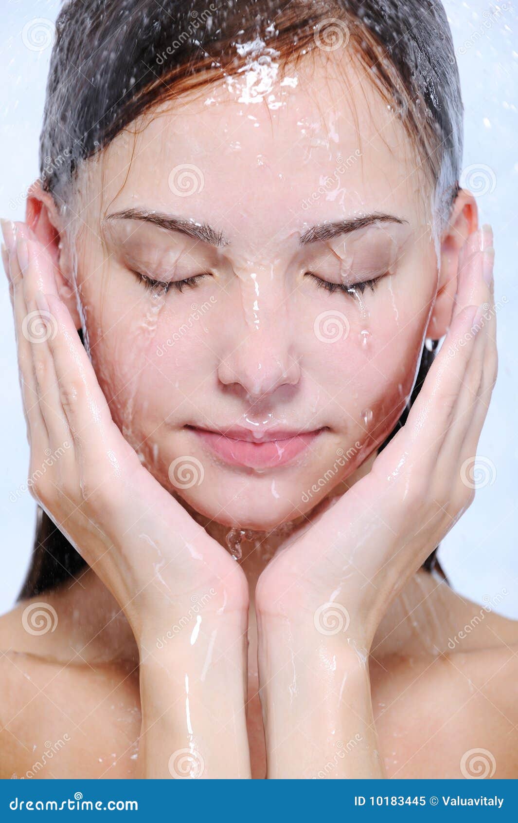 Streams of Water on the Beautiful Female Face Stock Image - Image of ...