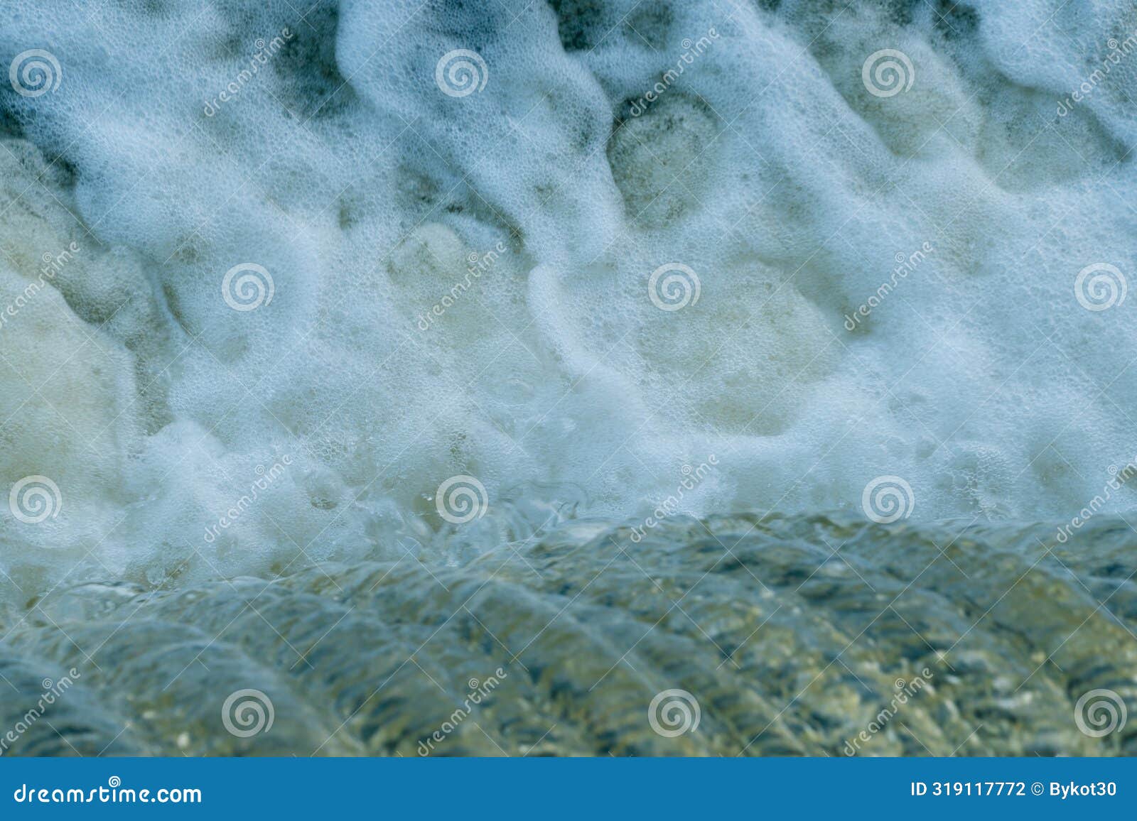 Streams of Water Fall from a Water Dam. Water Foam Stock Photo - Image ...