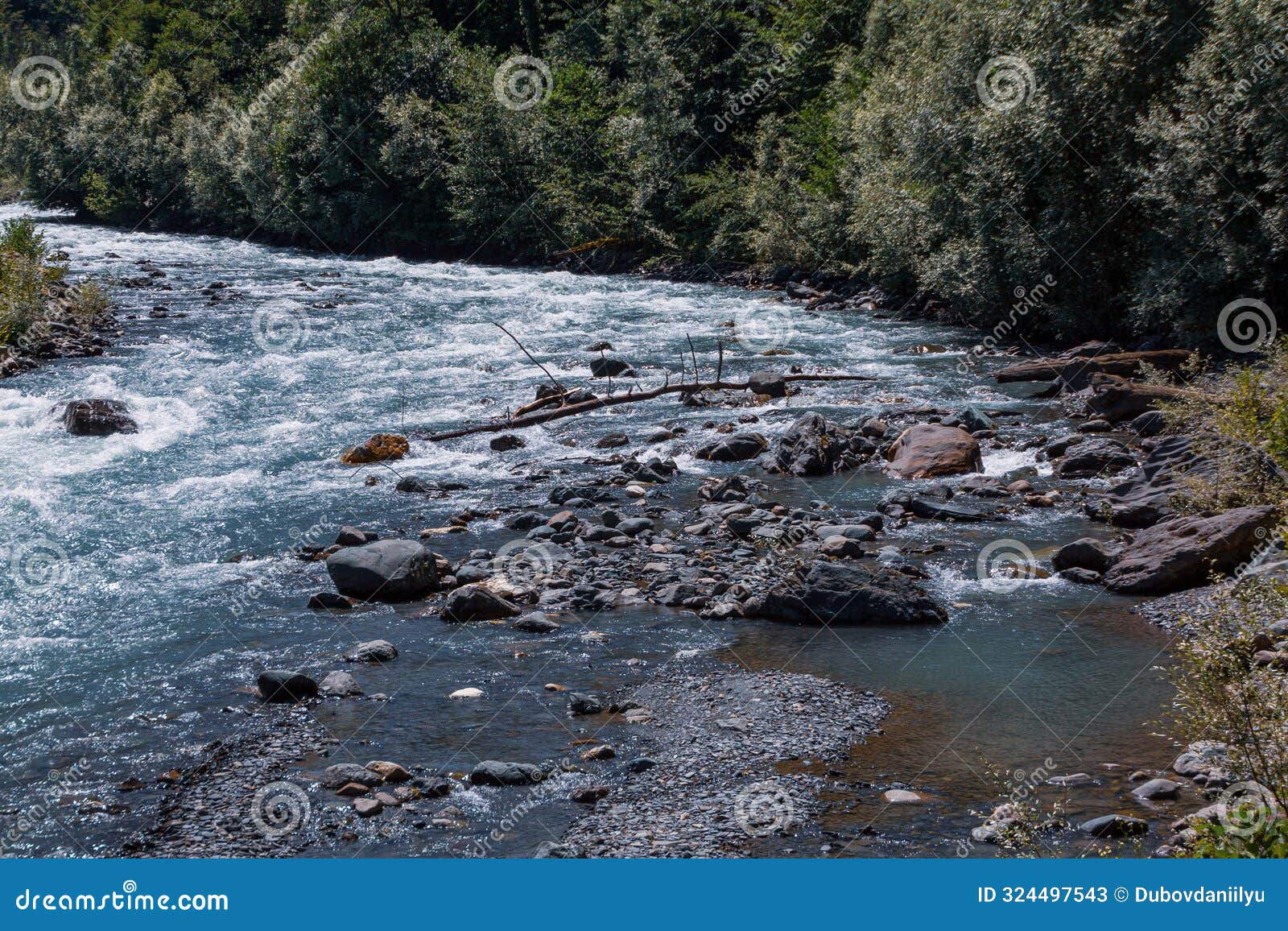 Streams of Water from a Mountain River, Pouring, Bubbling and Waves ...