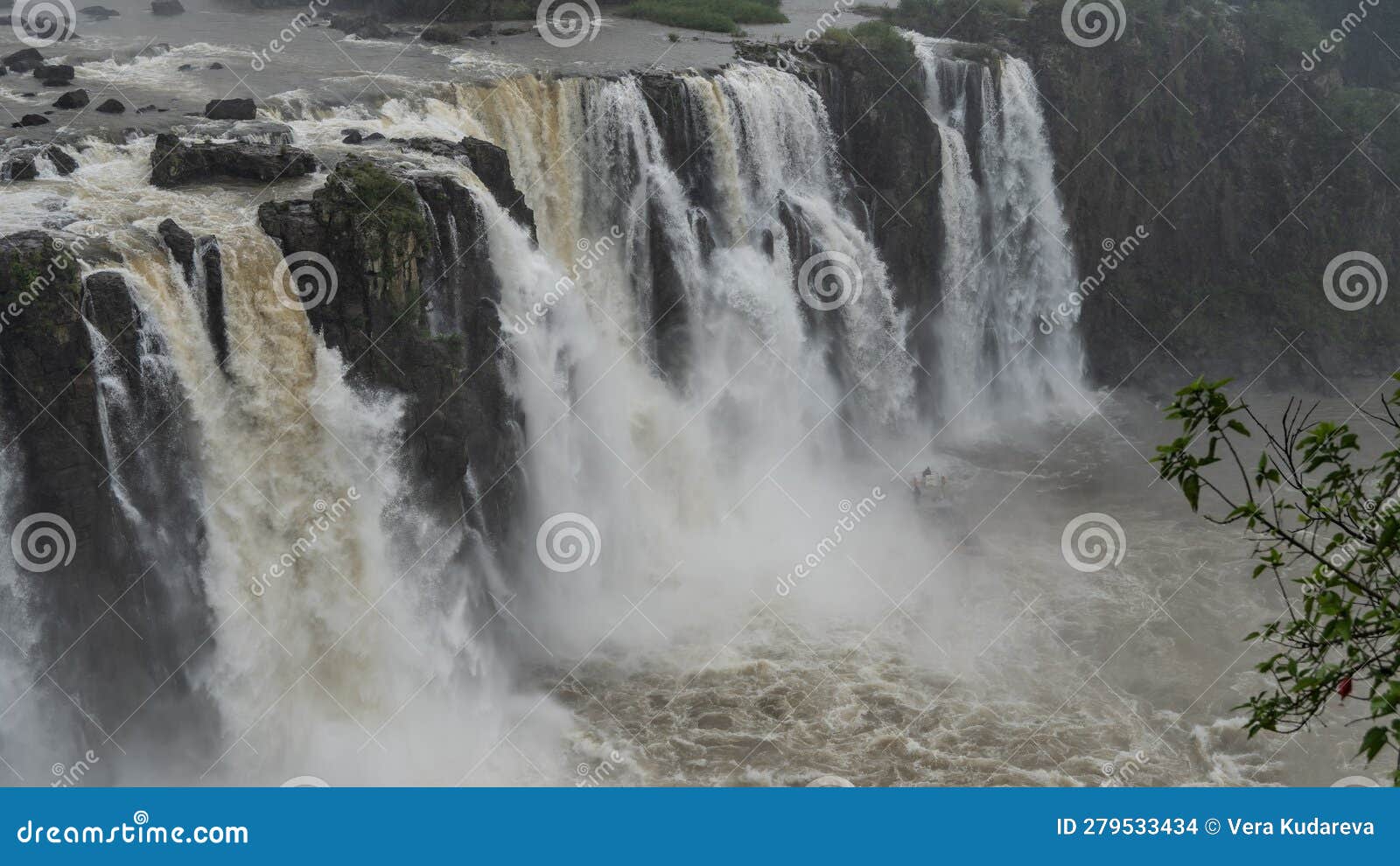 The Streams of the Waterfall are Bubbling and Foaming, Falling from the ...