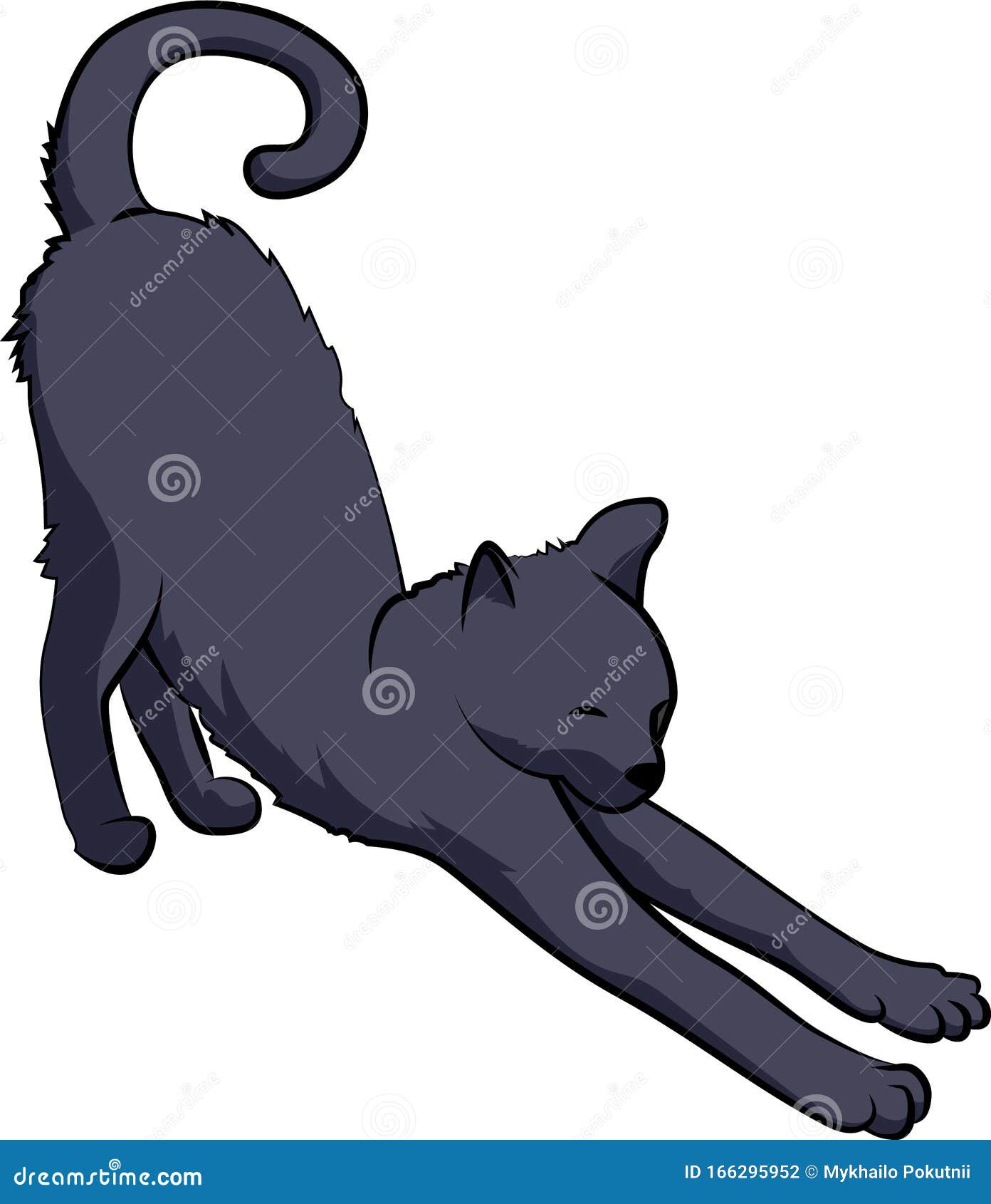 Cute Cat Stretching Muscles Yoga Pose Stock Vector - Illustration of ...