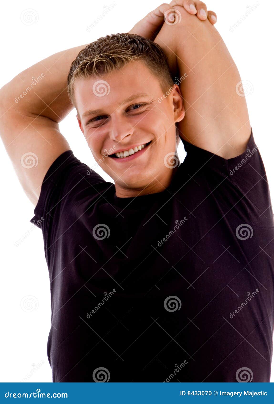 Streching Handsome Muscular Man Stock Photo - Image of clothing ...