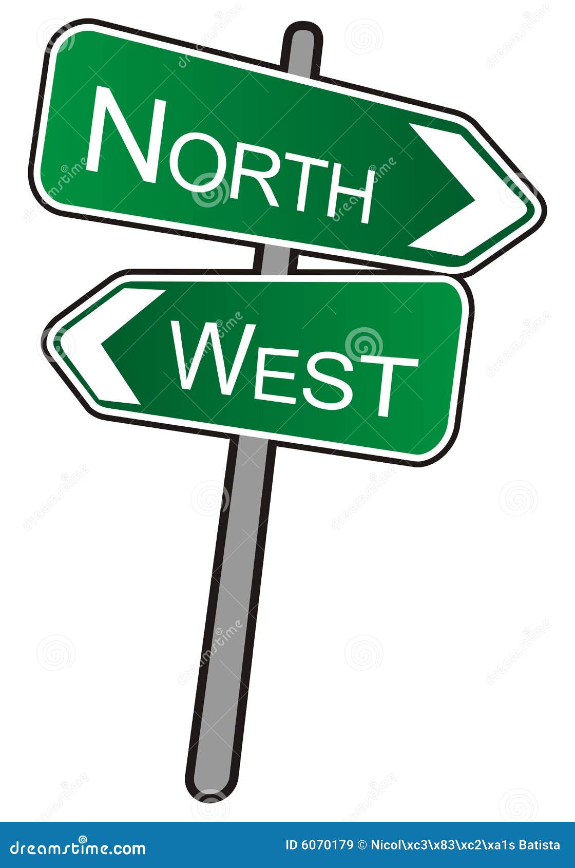 Street Arrows Sign, North - West Stock Illustration - Illustration of ...