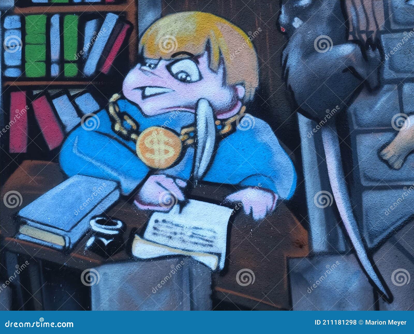 Street Art in Duesseldorf - Graffiti of a Child Learning for School ...