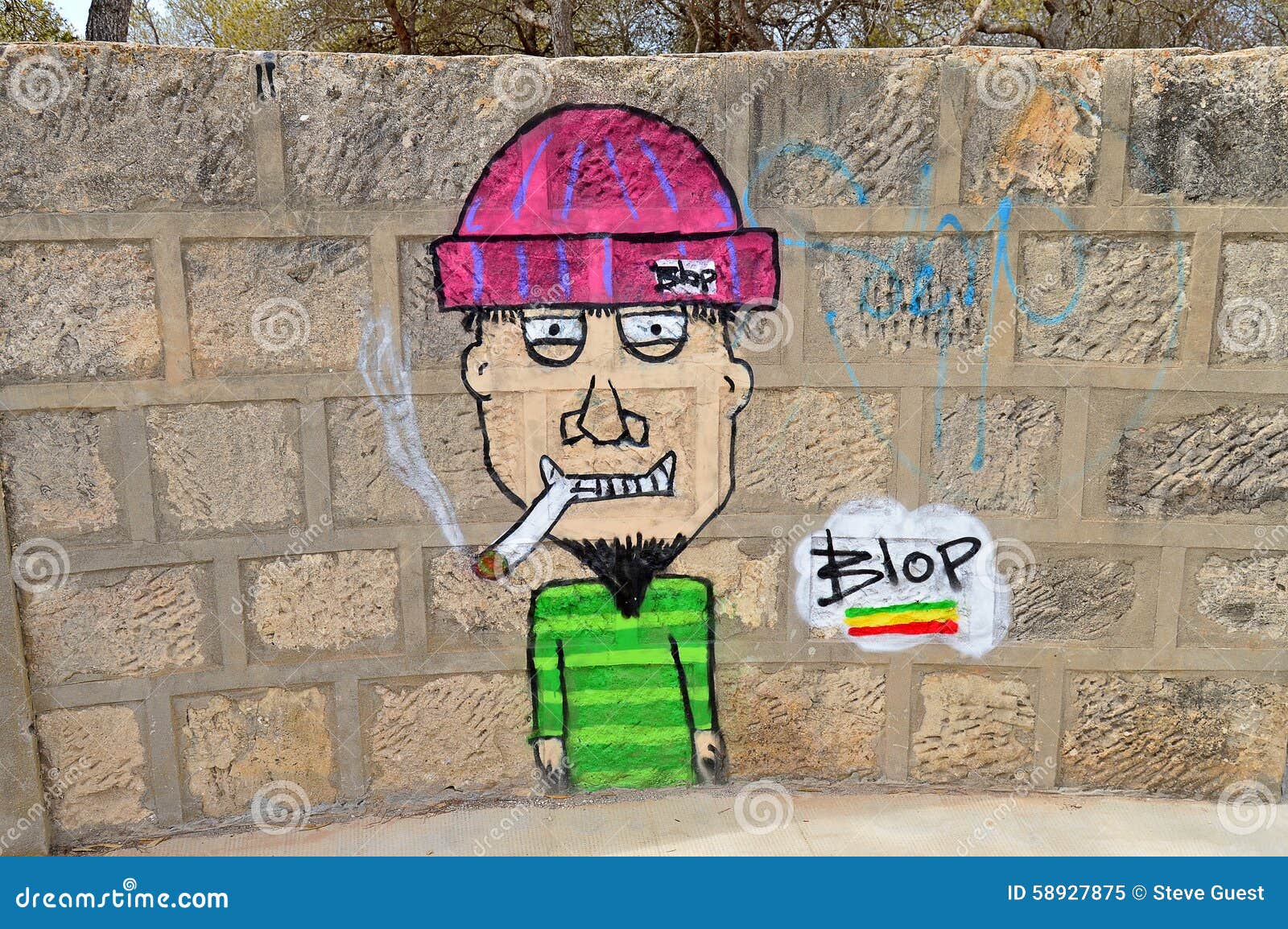 Street Art - Man Smoking a Cigarette Editorial Image - Image of rollup ...